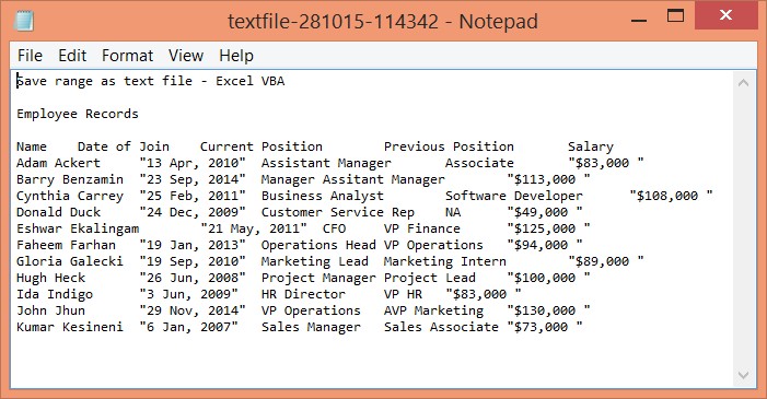 Save A Range As Text Using VBA tutorial 