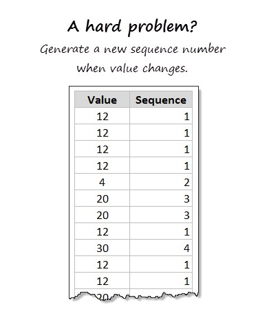 Generating sequence numbers from cluster values [VLOOKUP to the rescue]