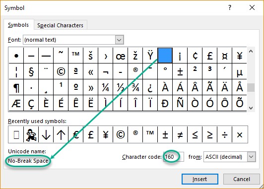 Untrimmable Spaces Excel Formula